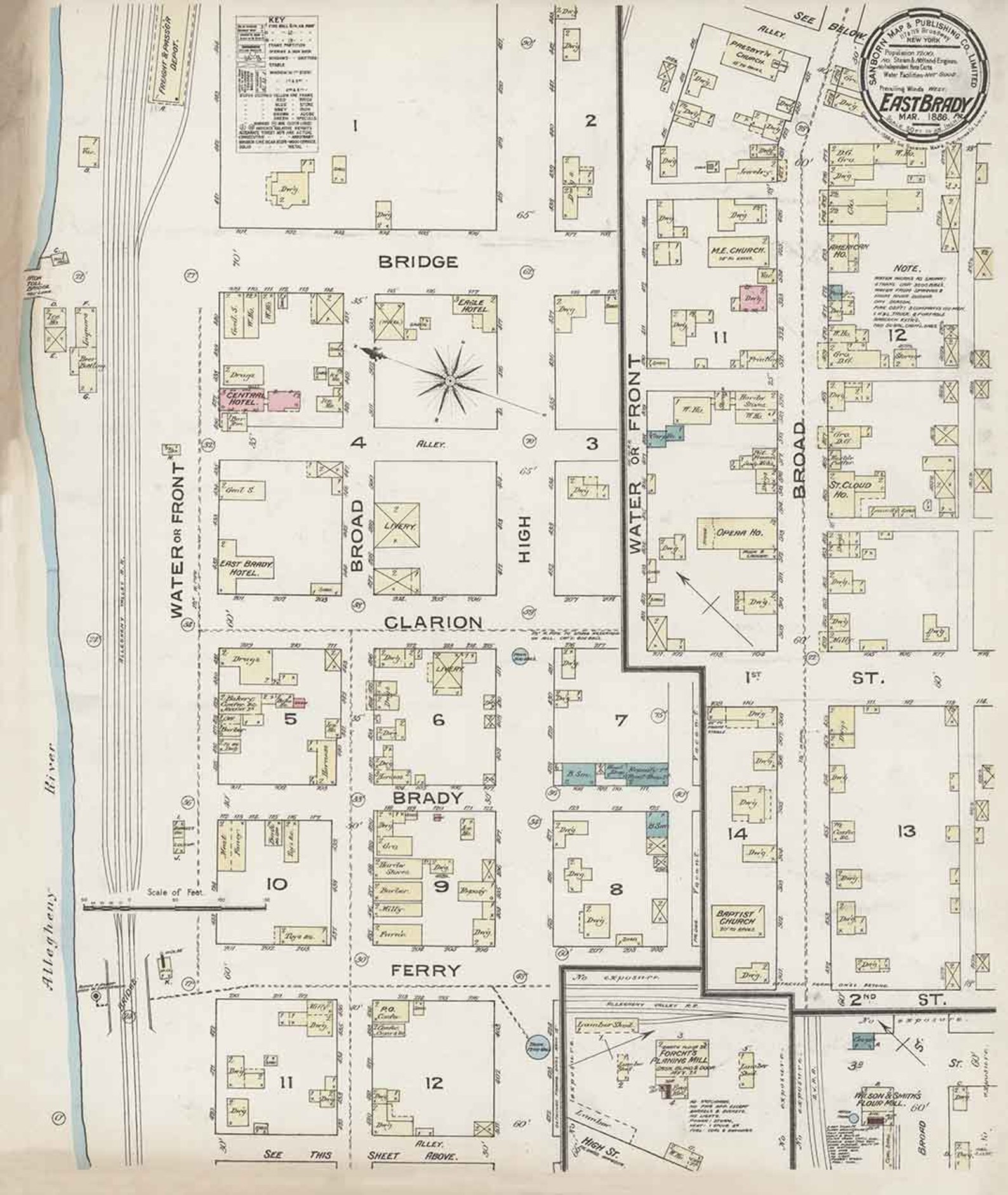 1886 Town Map of East Brady Clarion County Pennsylvania - Etsy