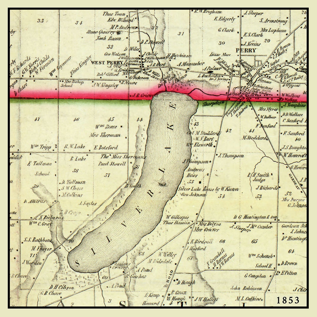 1853 Map of Silver Lake New York Wyoming County - Etsy
