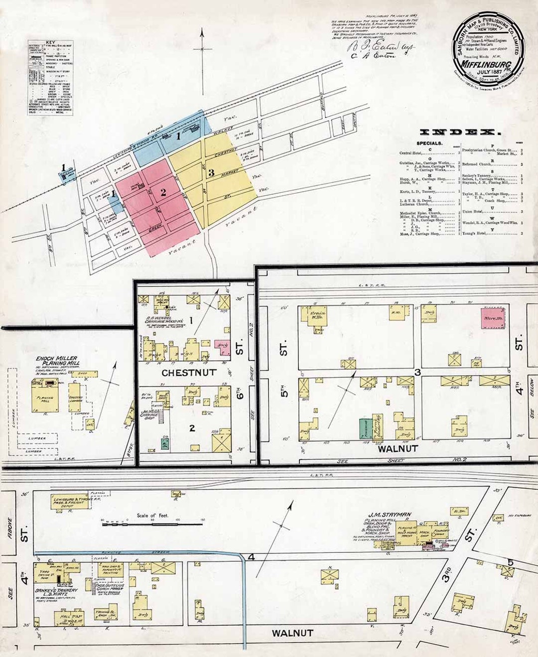 1887 Town Map of Mifflinburg Union County Pennsylvania - Etsy