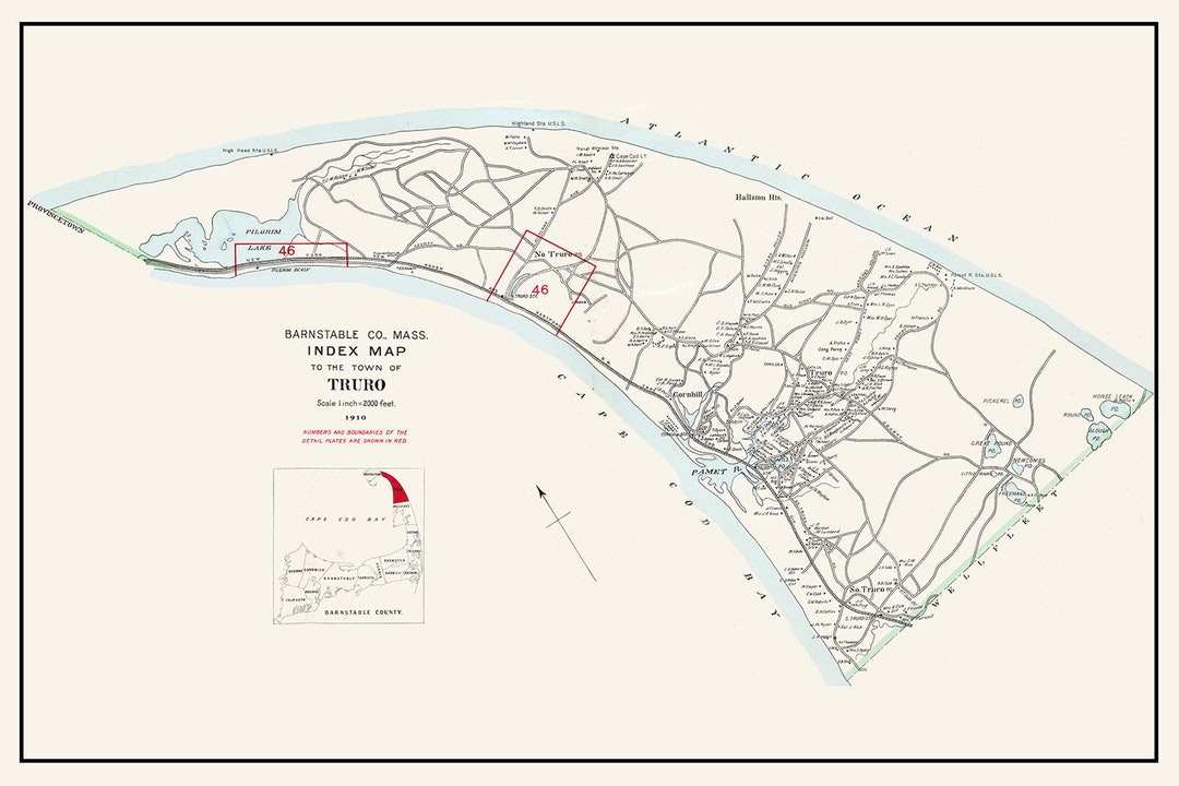 1910 Map of Truro Barnstable County Massachusetts - Etsy