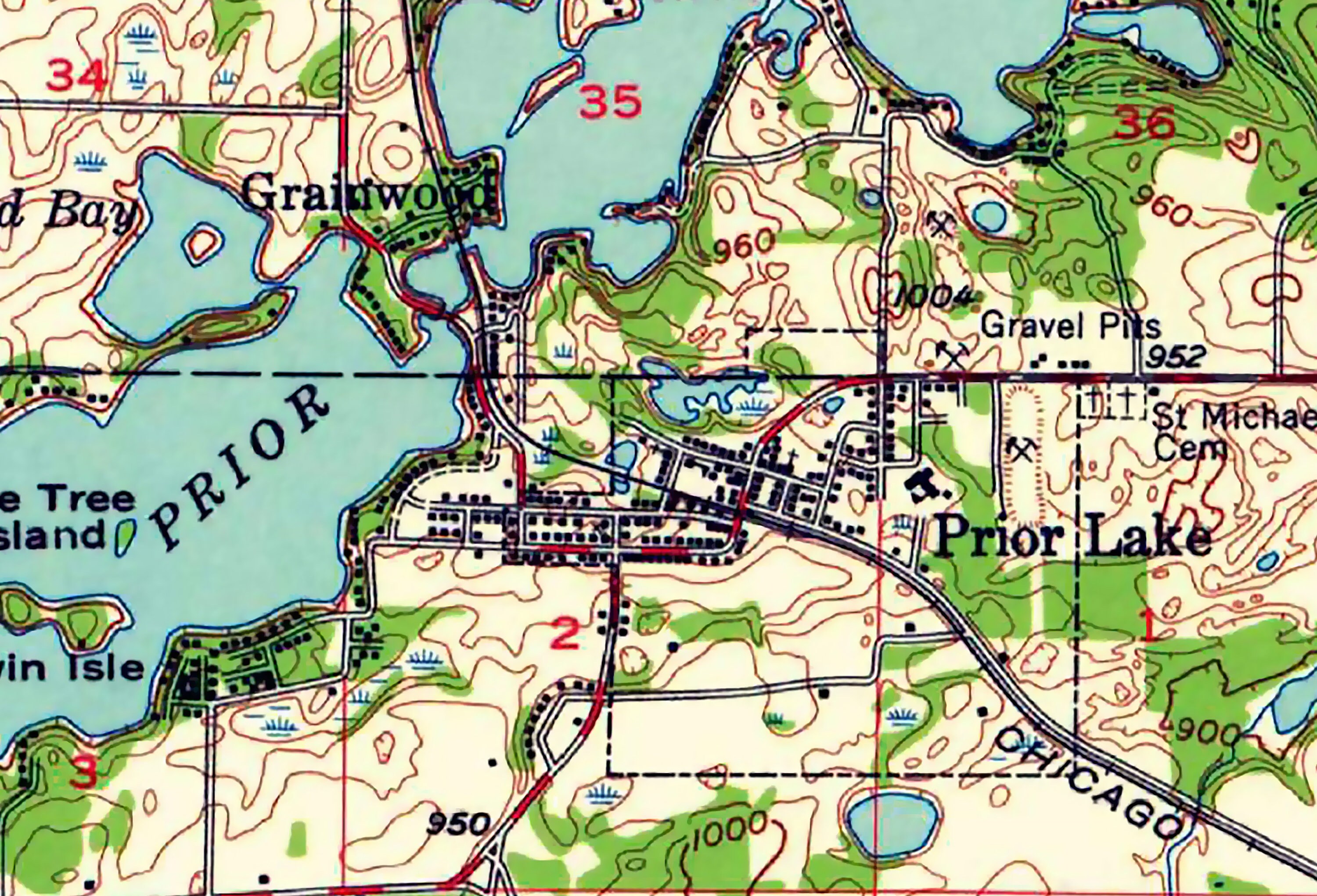1957 Map of Prior Lake Minnesota - Etsy