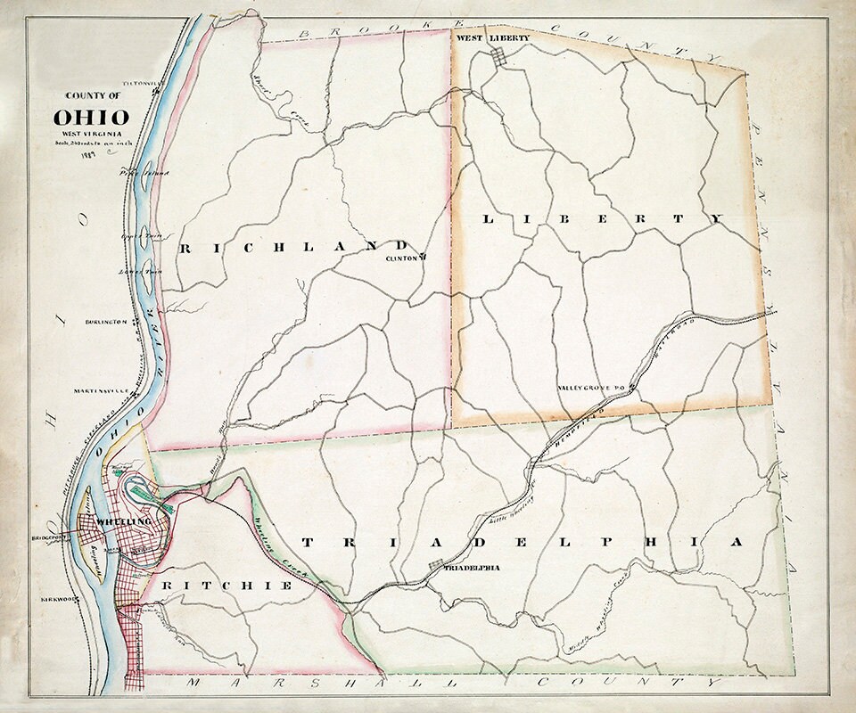 1889 Map of Ohio County West Virginia - Etsy UK