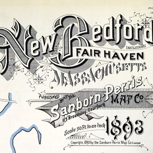1893 Town Map of New Bedford Bristol County Massachusetts - Etsy