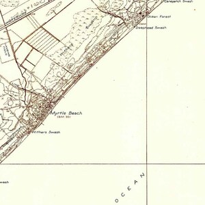 1937 Topo Map of Myrtle Beach South Carolina Quadrangle - Etsy