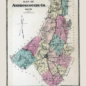 1873 Map of Androscoggin County Maine - Etsy