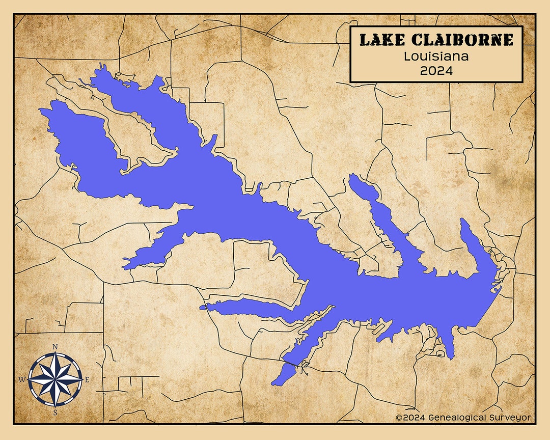 2024 Map of Lake Claiborne Claiborne Parish Louisiana - Etsy
