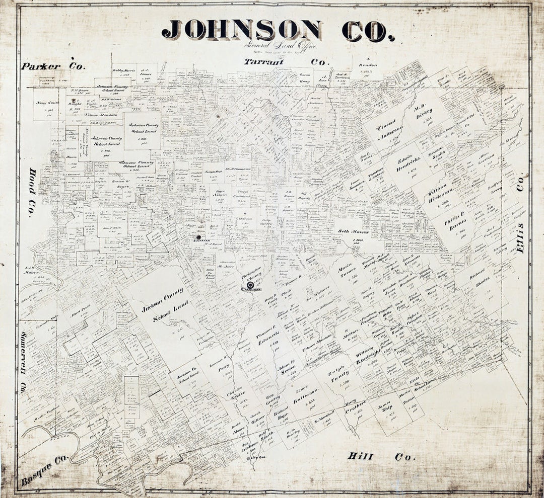 1887 Farm Line Map of Johnson County Texas - Etsy