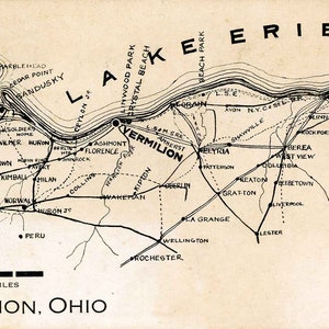 1913 Map of Vermilion Ohio Lake Erie - Etsy