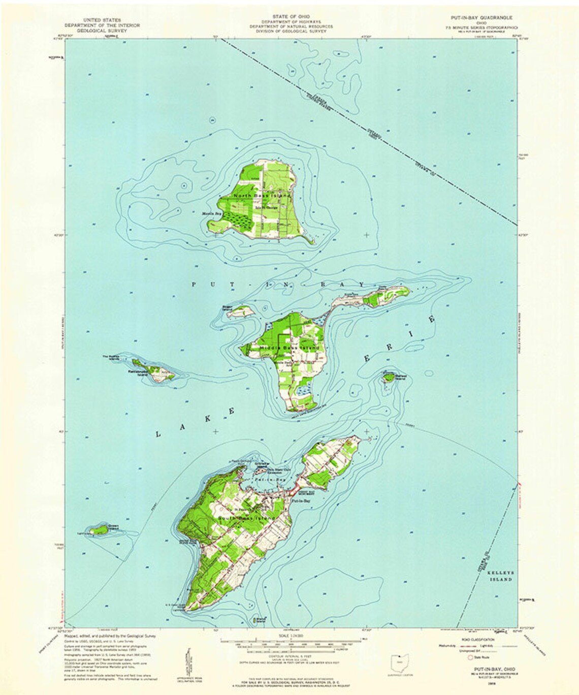 1959 Topo Map of Put-in-bay Ohio Lake Erie Islands - Etsy