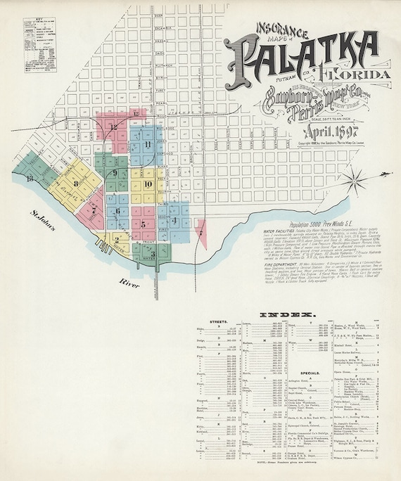 1897 Town Map of Palatka Putnam County Florida | Etsy