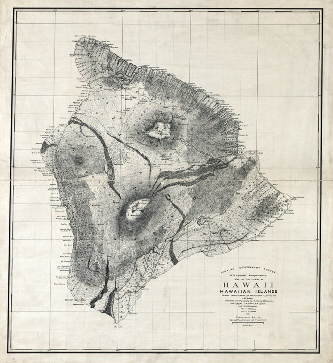 1886 Map of Hawaii - Etsy