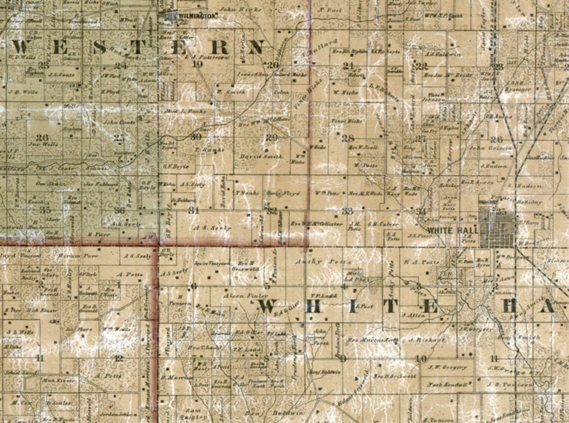 1861 Farm Line Map of Greene County Illinois White Hall - Etsy