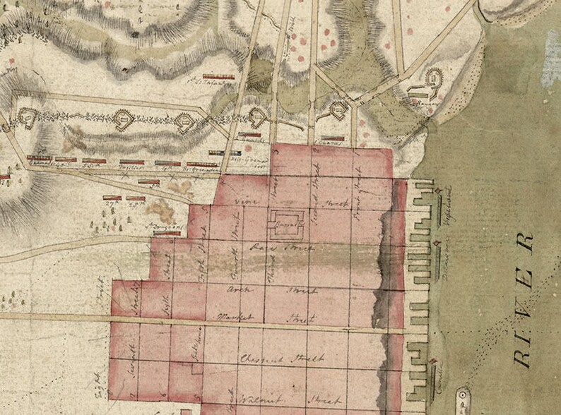 1778 Map of Philadelphia Pennsylvania - Etsy