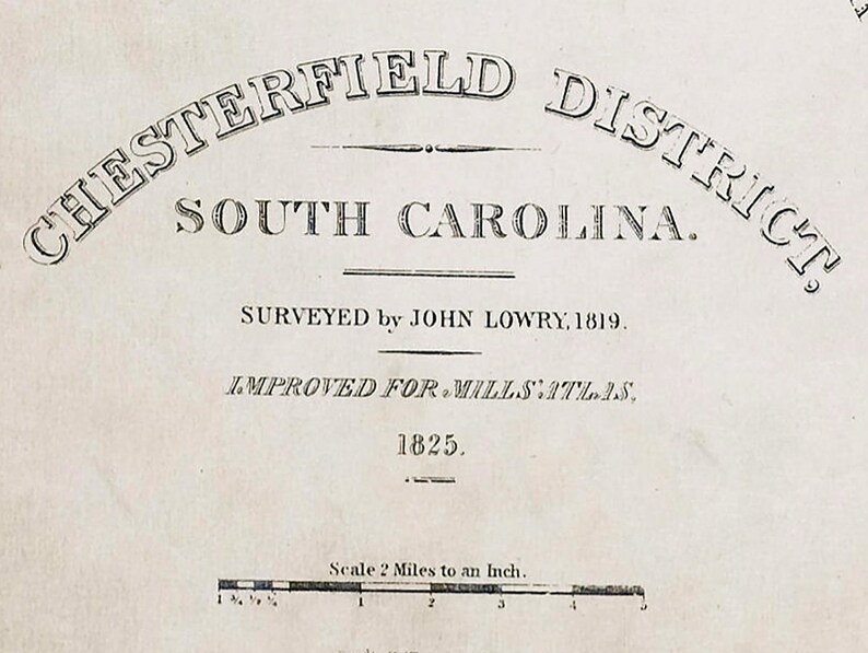 1825 Map of Chesterfield County South Carolina | Etsy