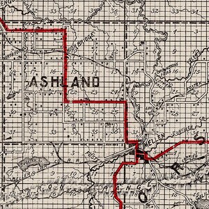 1917 Map of Ashland County Wisconsin Highway System - Etsy