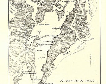 Saint Simons Island Map, St Simons Island Art, Simons Island Print ...