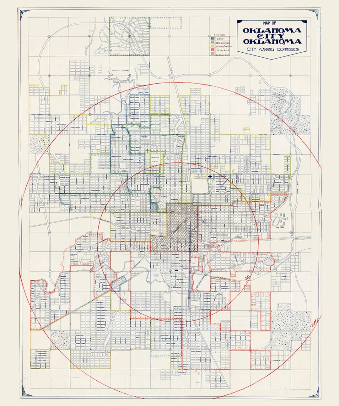1935 Map of Oklahoma City Oklahoma - Etsy