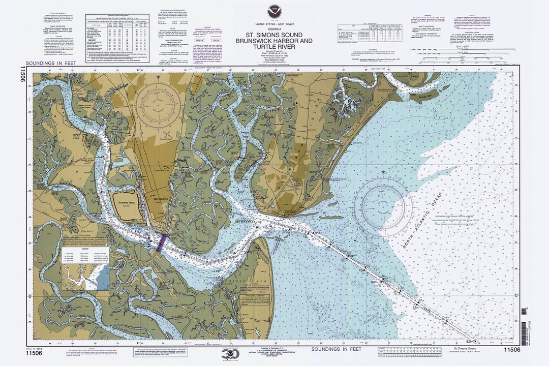 2000 Nautical Chart of St Simon Sound Brunswick Harbor Georgia - Etsy
