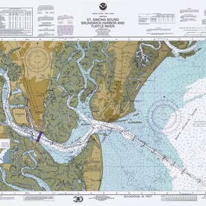 2000 Nautical Chart of St Simon Sound Brunswick Harbor Georgia - Etsy