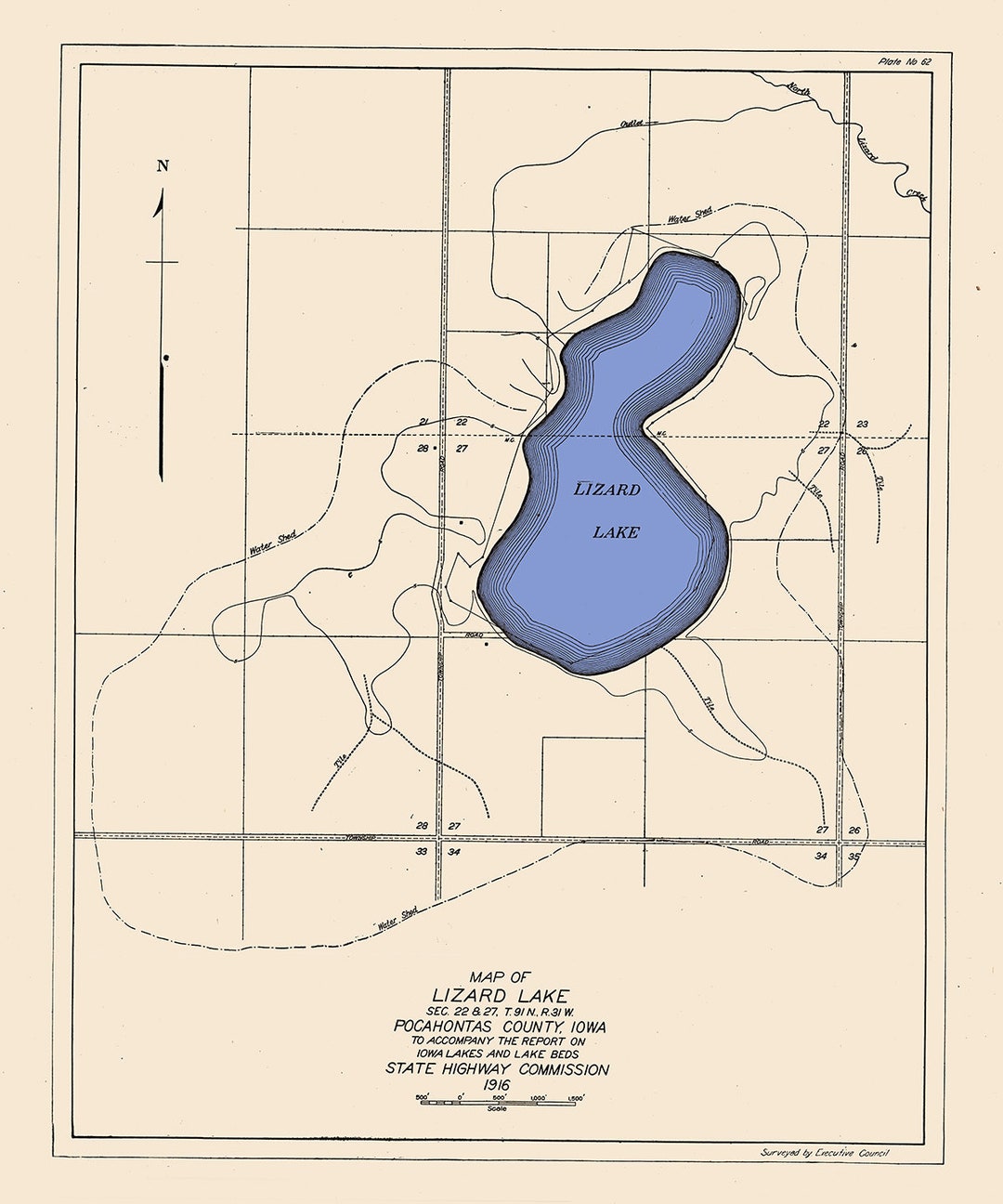 1916 Map of Lizard Lake Pocahontas County Iowa - Etsy