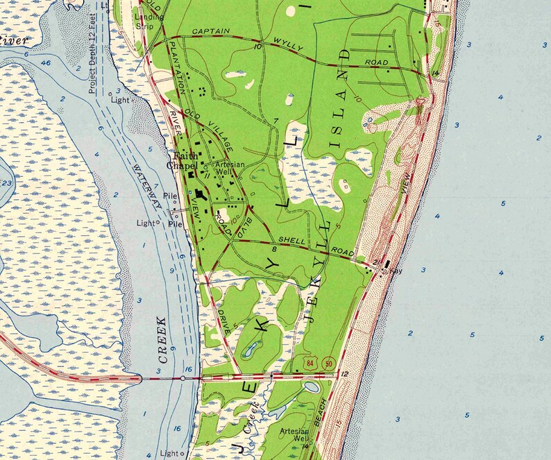 1957 Topo Map of Jekyll Island Georgia Quadrangle - Etsy