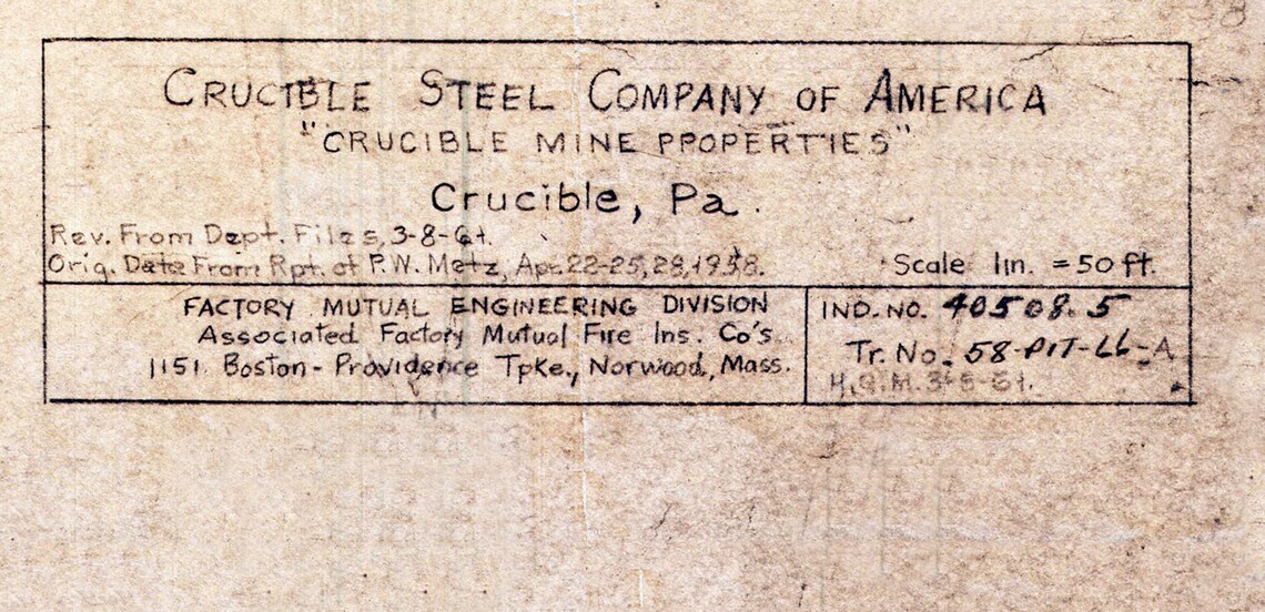 1958 Map of Crucible Mine Greene County Pennsylvania Carmichaels ...
