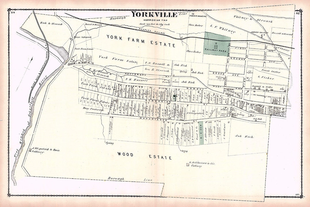 1875 Town Map of Yorkville Schuylkill County Pennsylvania - Etsy