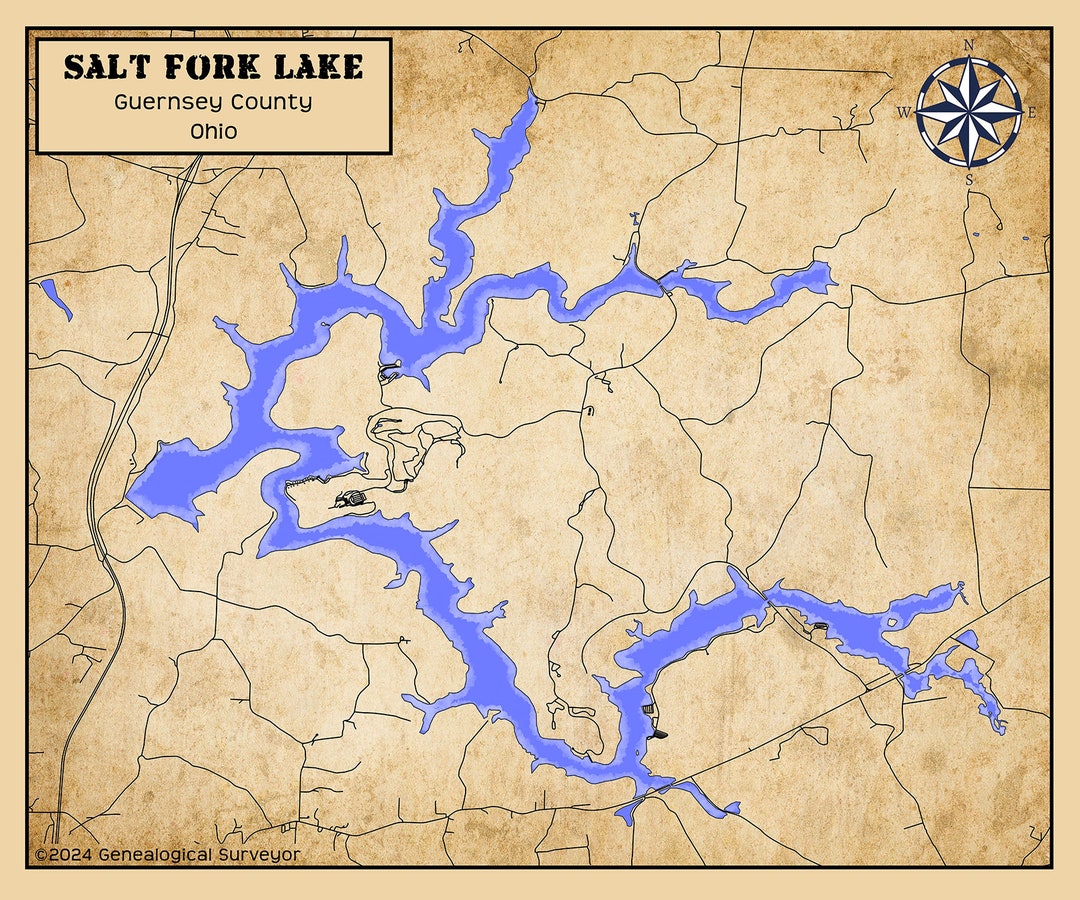 2024 Map of Salt Fork Lake Guernsey County Ohio - Etsy