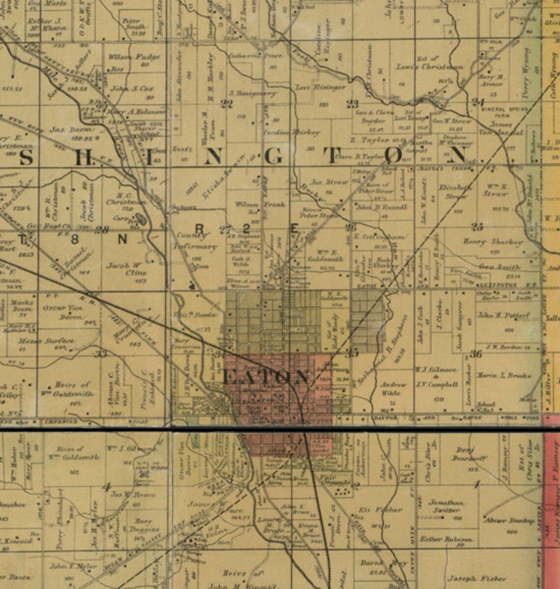 1887 Farm Line Map of Preble County Ohio Eaton | Etsy