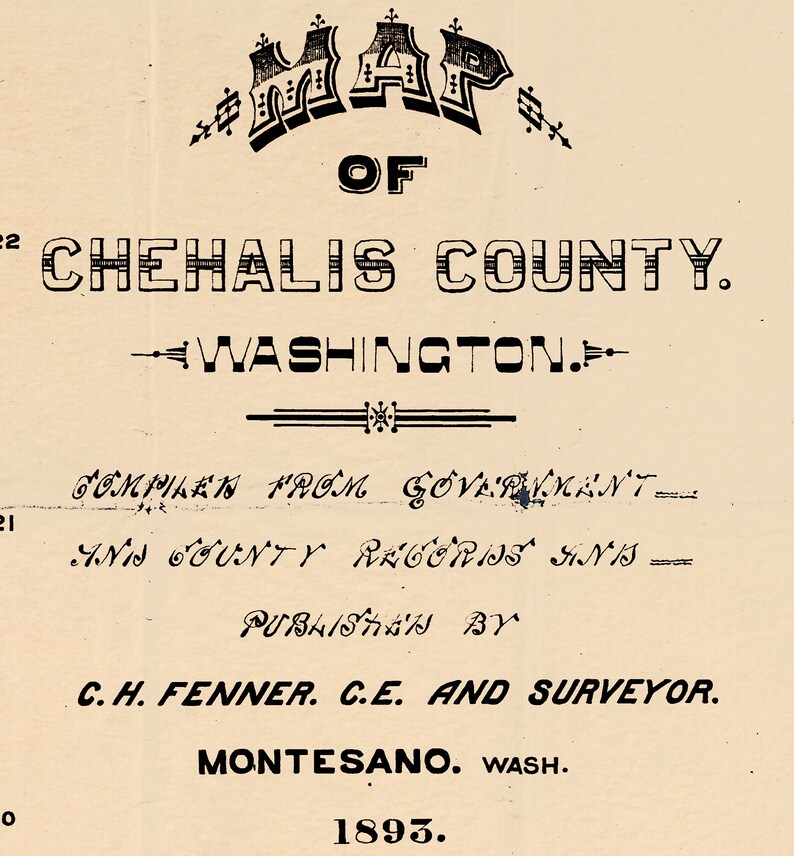1893 Map of Chehalis County Washington - Etsy