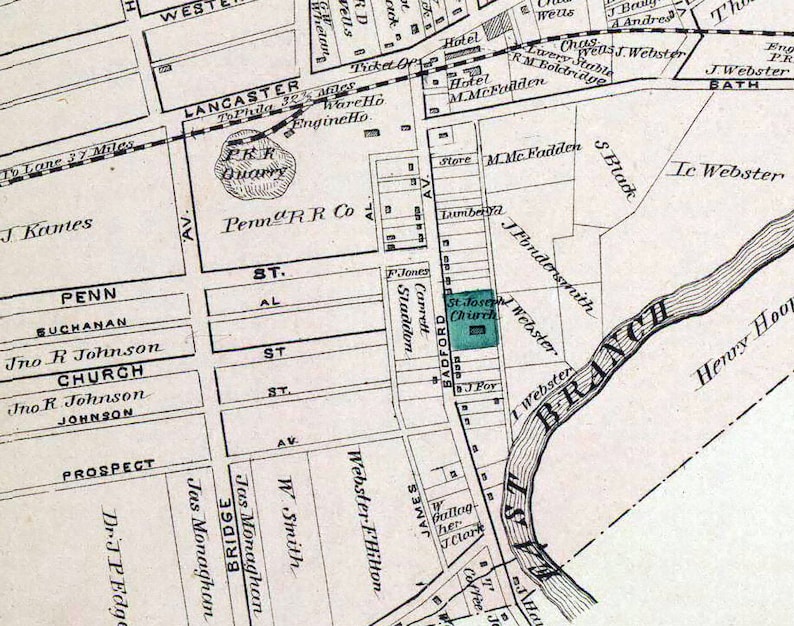 1873 Town Map of Downingtown Chester County Pennsylvania - Etsy