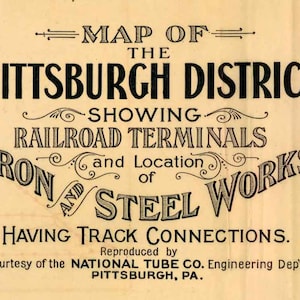 1906 Map of Pittsburgh Pennsylvania Railroad Terminals and Iron and ...