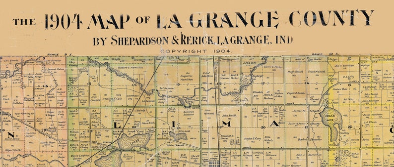 1904 Farm Line Map of La Grange County Indiana - Etsy