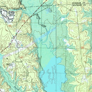 1993 Map of Jordan Lake North Carolina - Etsy