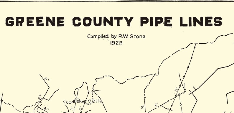 1928 Map of Greene County Pennsylvania Pipe Lines - Etsy