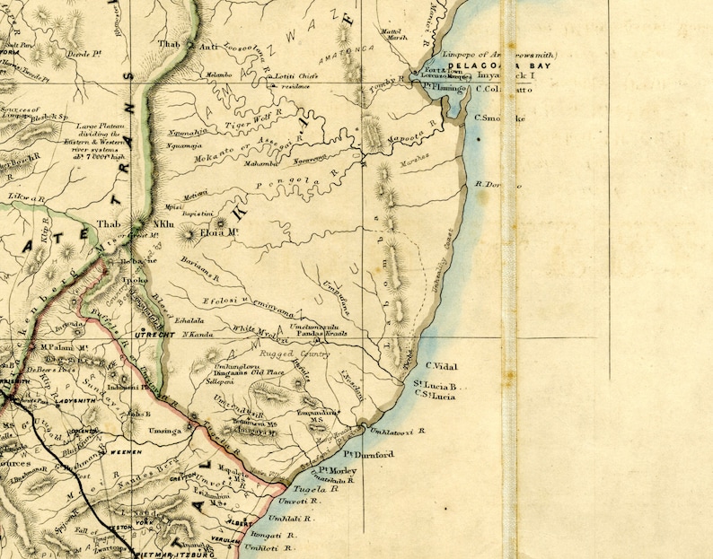 1857 Map of South Africa - Etsy