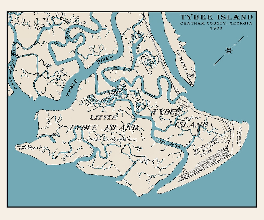 1906 Map of Tybee Island Georgia - Etsy