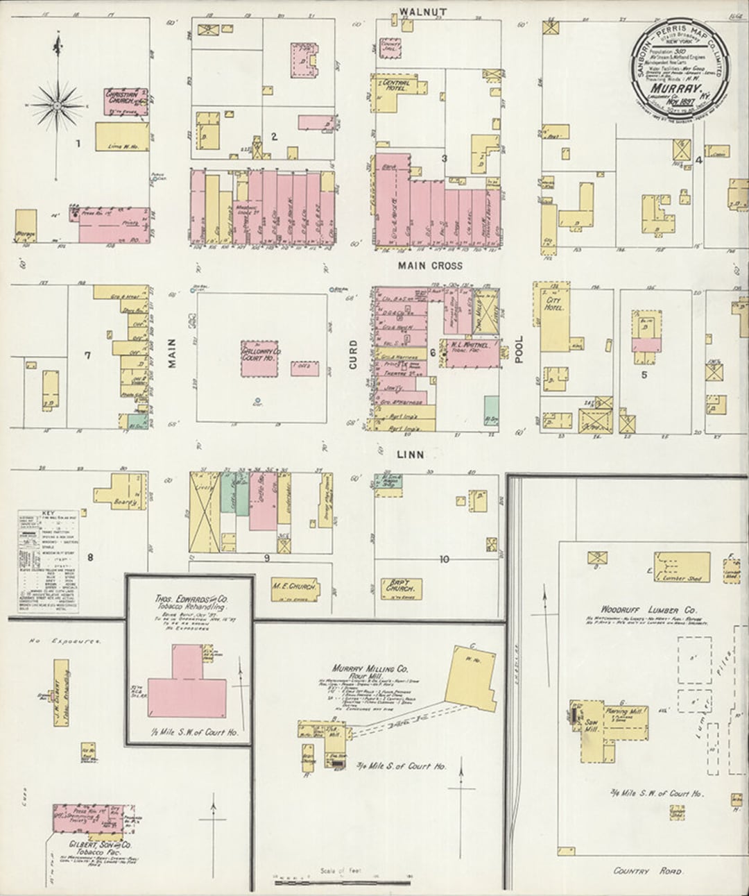 1897 Map of Murray Calloway County Kentucky - Etsy