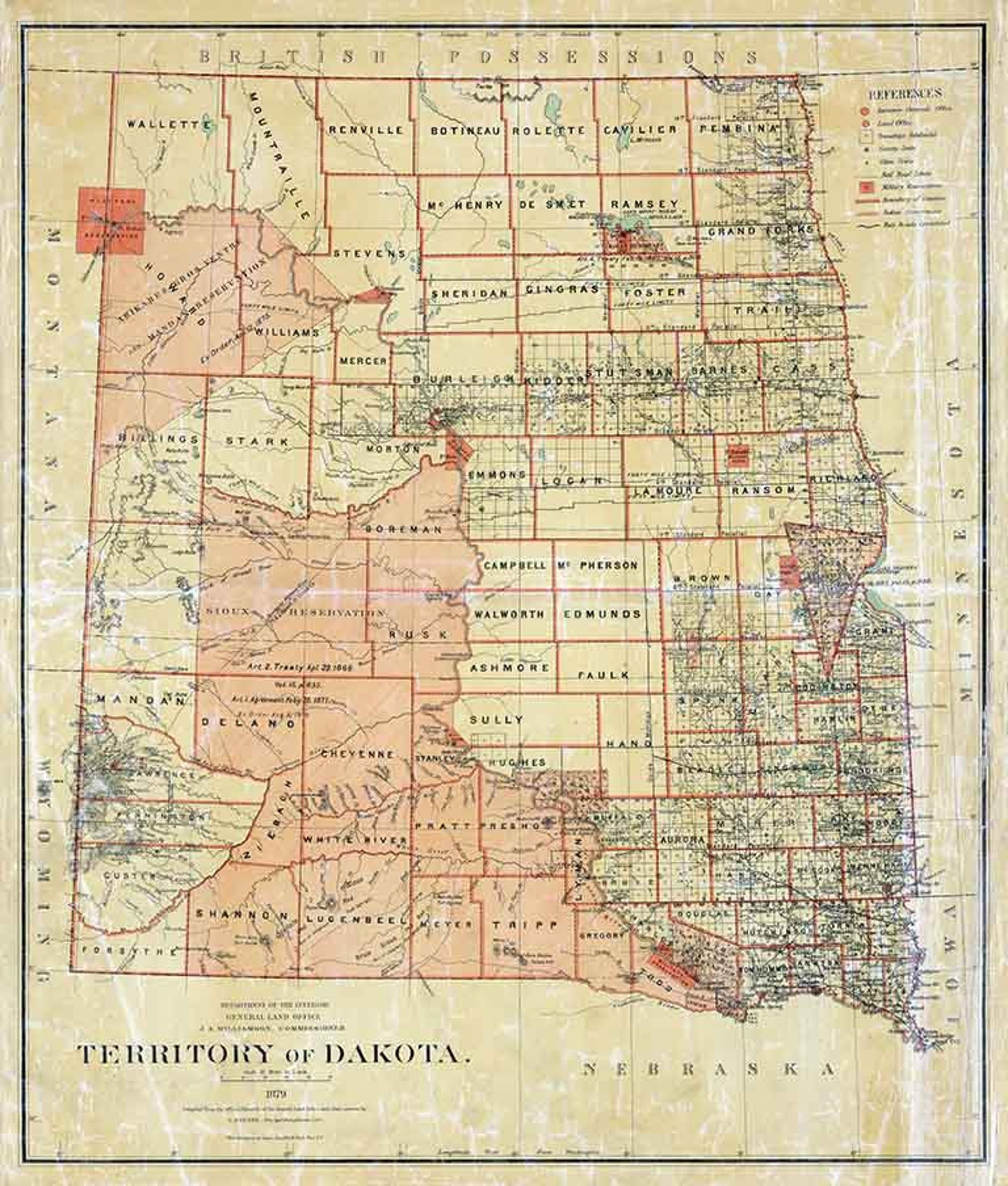1879 Map of the Dakota Territory | Etsy