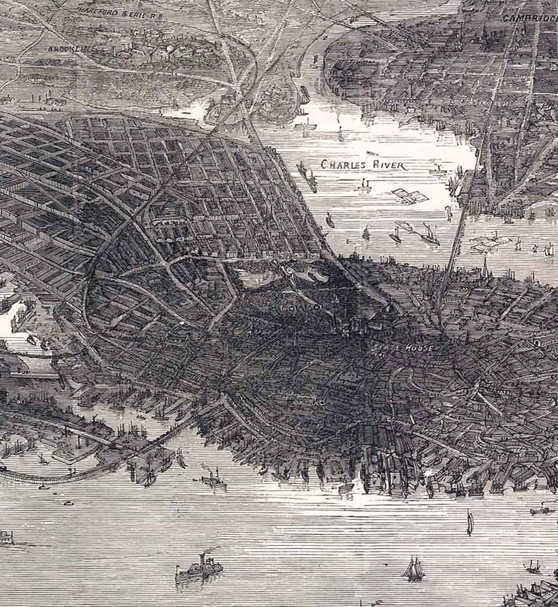 1870 Panoramic Map of Boston Massachusetts - Etsy