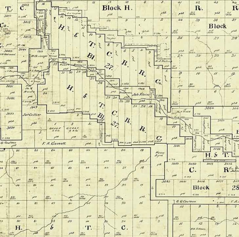 1893 Farm Line Map of Irion County Texas - Etsy