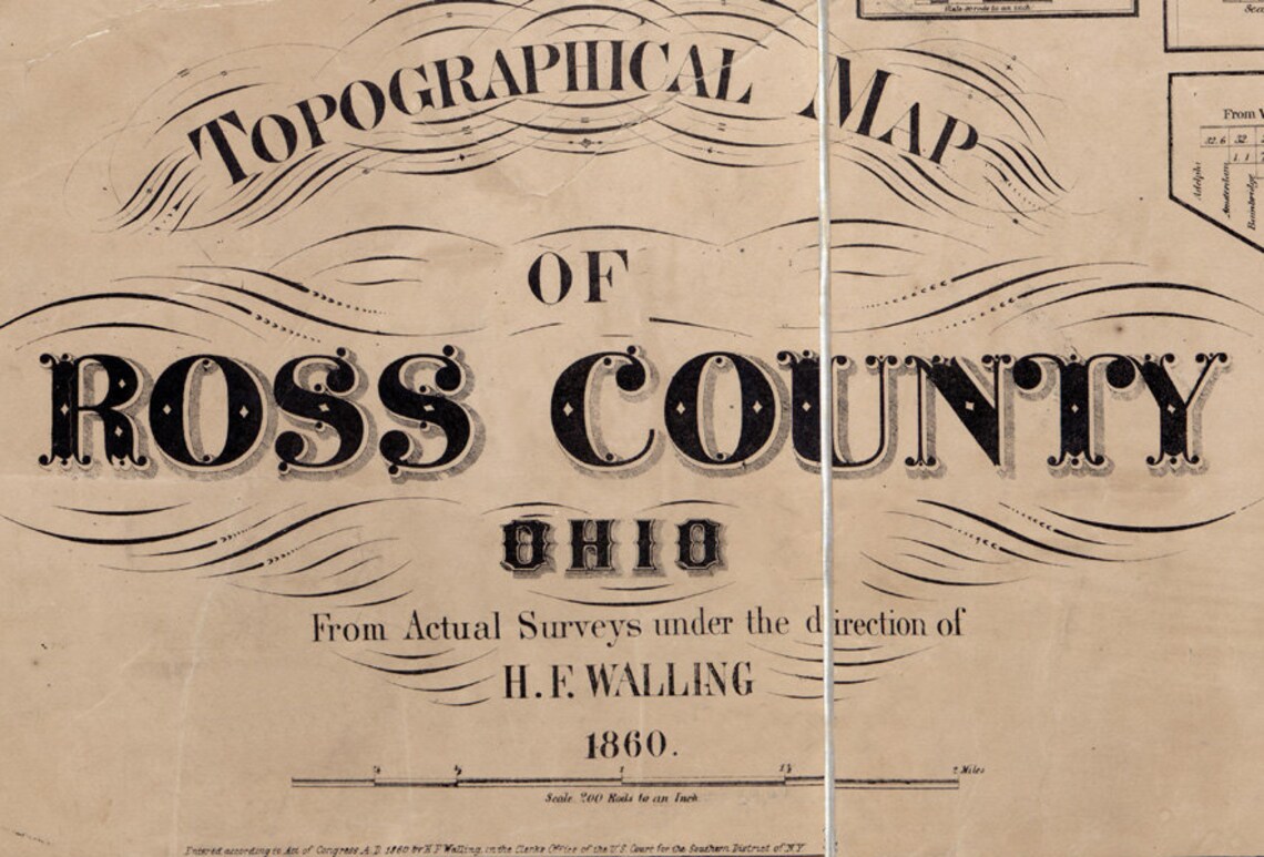 1860 Farm Line Map of Ross County Ohio Bainbridge Chillicothe - Etsy