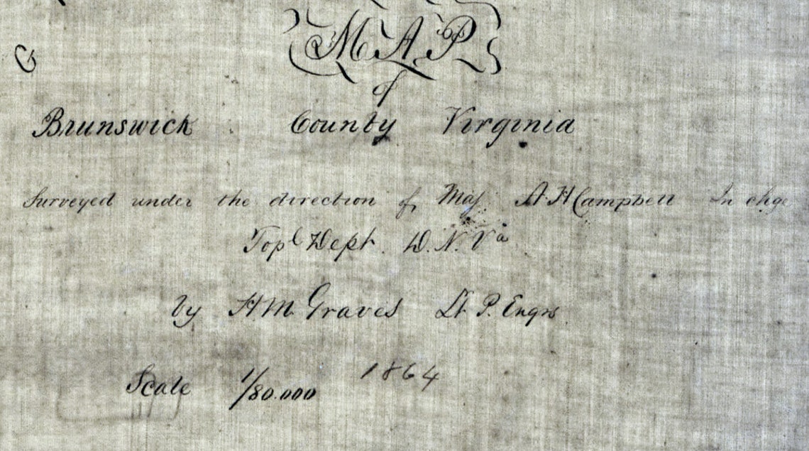 1864 Map of Brunswick County Virginia Family Names Genealogy - Etsy