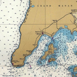 1950 Nautical Map of Grand Manan Channel Maine - Etsy