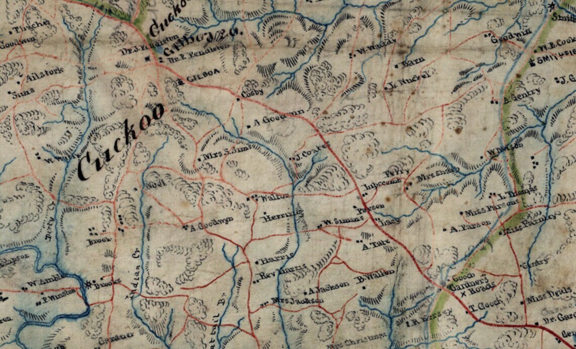 1860 Map of Louisa County Virginia Family Names Genealogy - Etsy