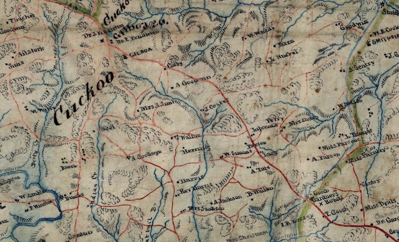 1860 Map of Louisa County Virginia Family Names Genealogy - Etsy