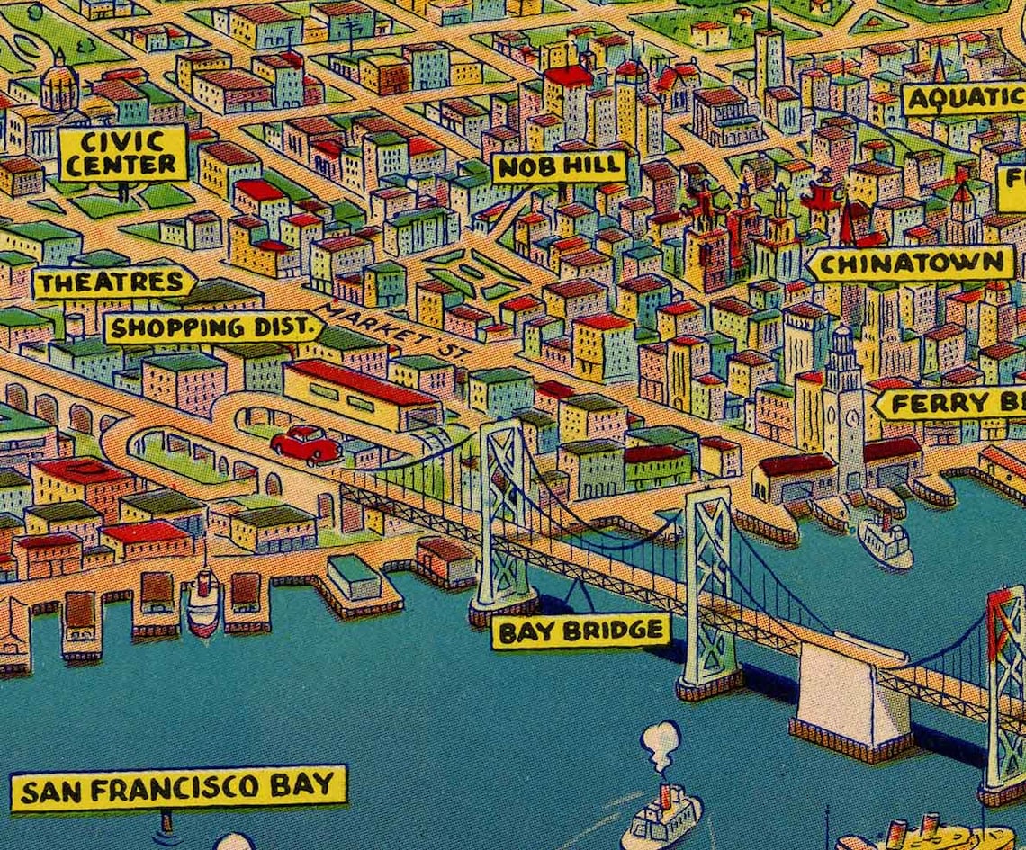1940 Map of San Francisco California - Etsy