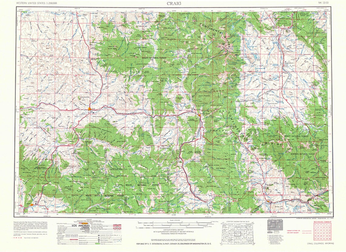 1964 Topo Map of Craig Quadrangle Colorado Routt National Forest - Etsy