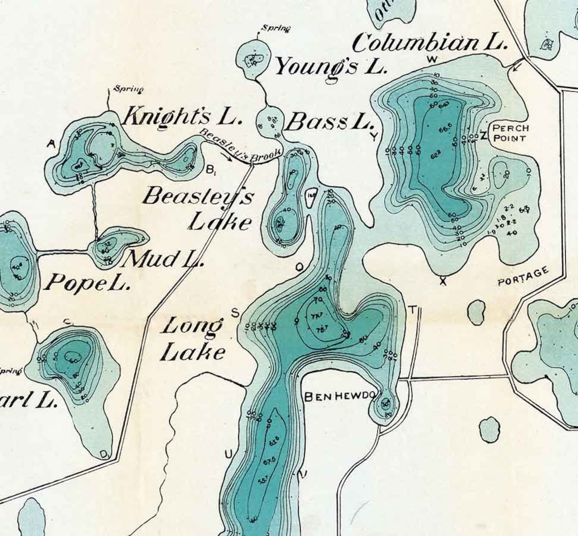 1898 Map of the Chain O Lakes Waupaca County Wisconsin - Etsy