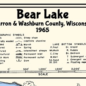 1965 Map of Bear Lake Barron and Washburn County Wisconsin - Etsy